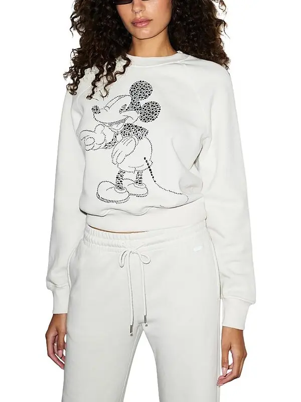 RE/DONE Mickey Stud Classic Crewneck Sweatshirt - Vintage White