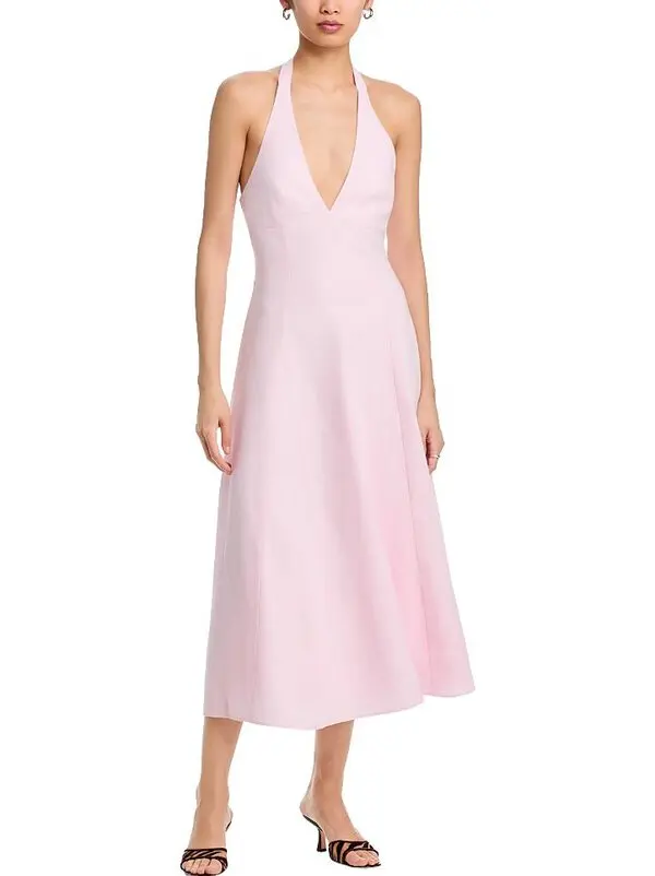WAYF Heidi Halter Midi Dress - Light Pink