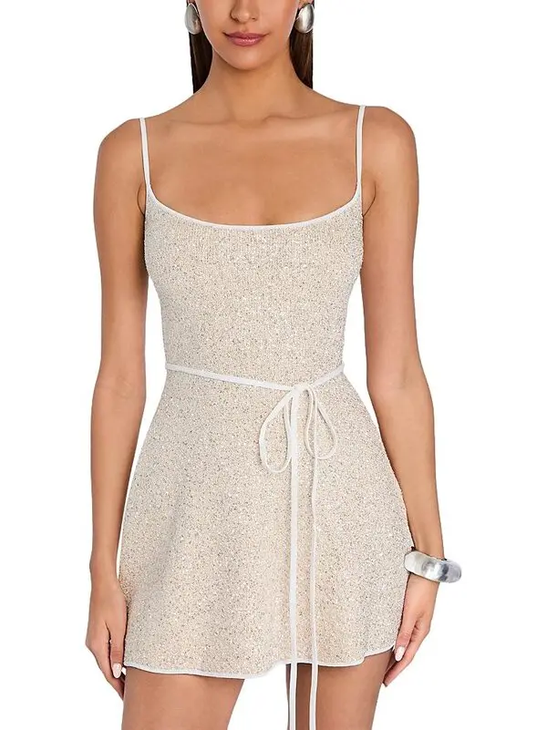 Retrofete Gisele Sequin Mini Dress - White Champagne