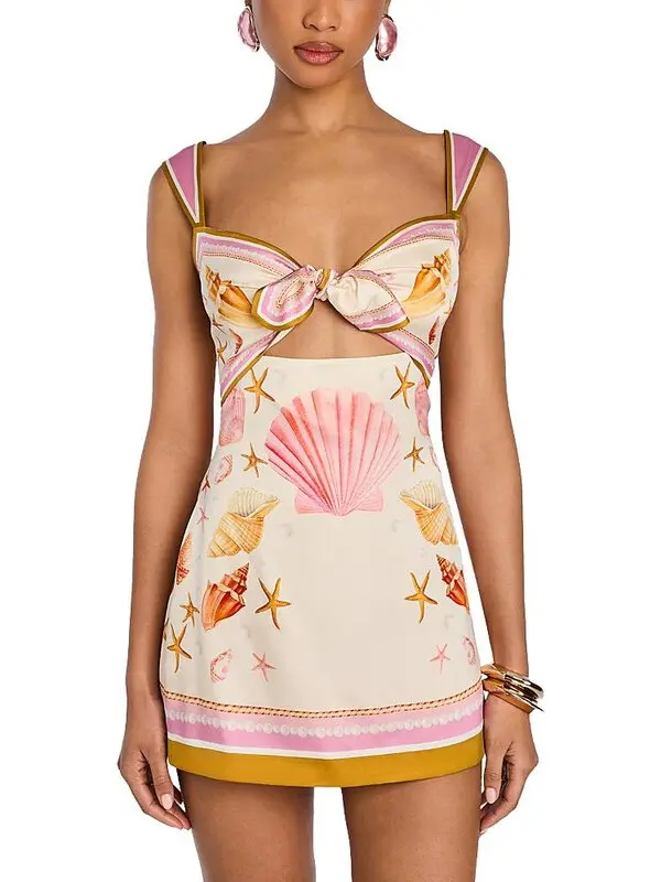 Retrofete Margarie Mini Dress With Shell Print - Ochre Shell
