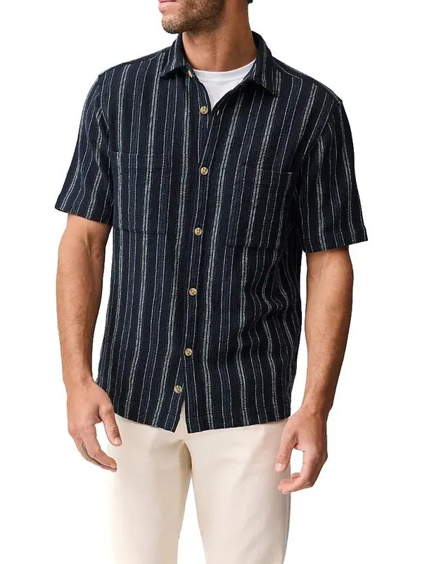 Rodd & Gunn Harley Striped Short Sleeve Shirt - Midnight