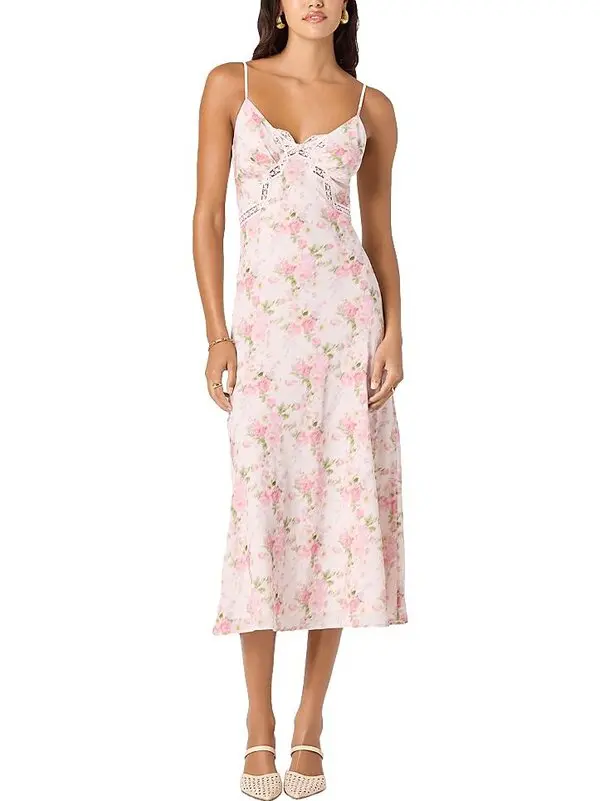 Astr The Label Floral Print Midi Dress - Pink Flral