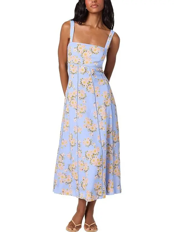 Astr The Label Sleeveless Midi Dress With Floral Print - Blue Pink