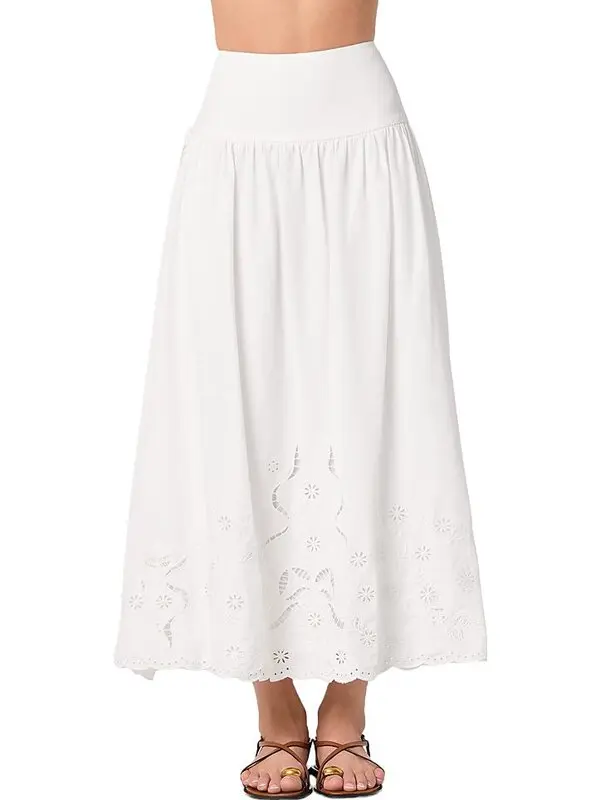Astr The Label Stevie Eyelet Embroidered Maxi Skirt - White