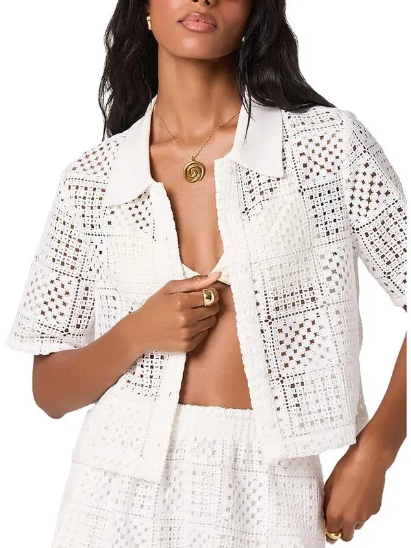 Astr The Label Loren Crocheted Shirt - White