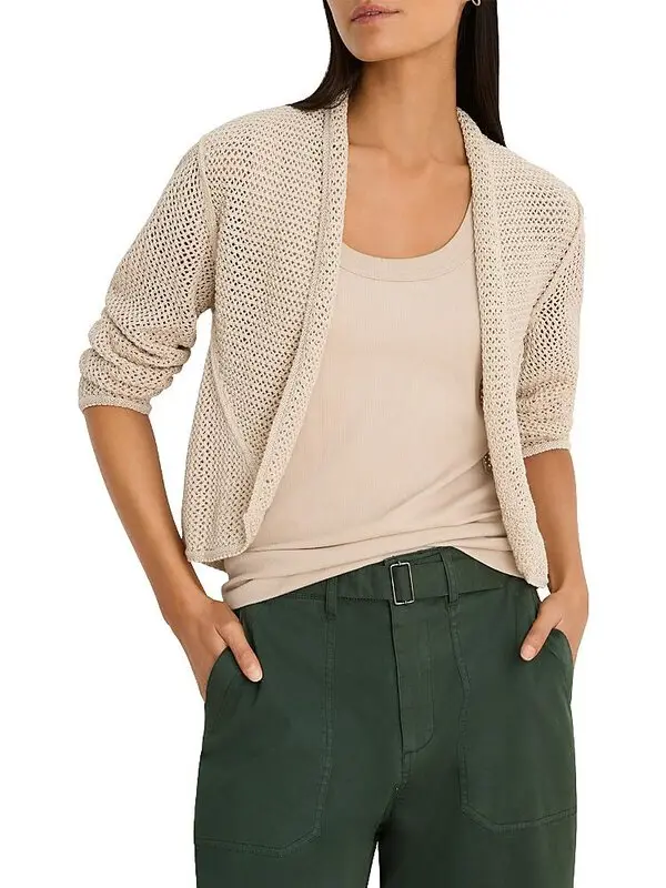 NIC+ZOE Mesh Cocoon Cardigan Sweater - Macadamia