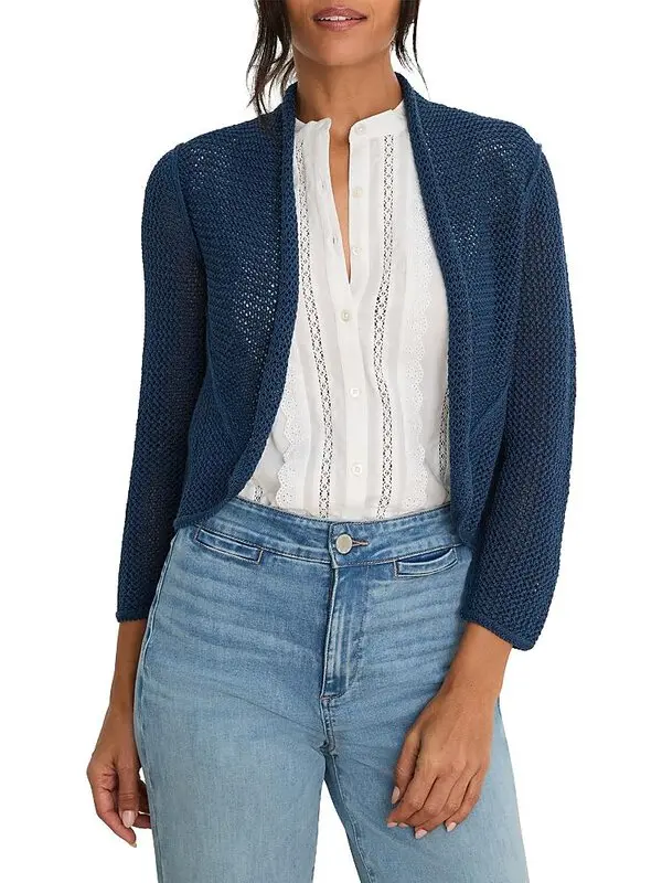 NIC+ZOE Mesh Cocoon Cardigan Sweater - Rich Indigo