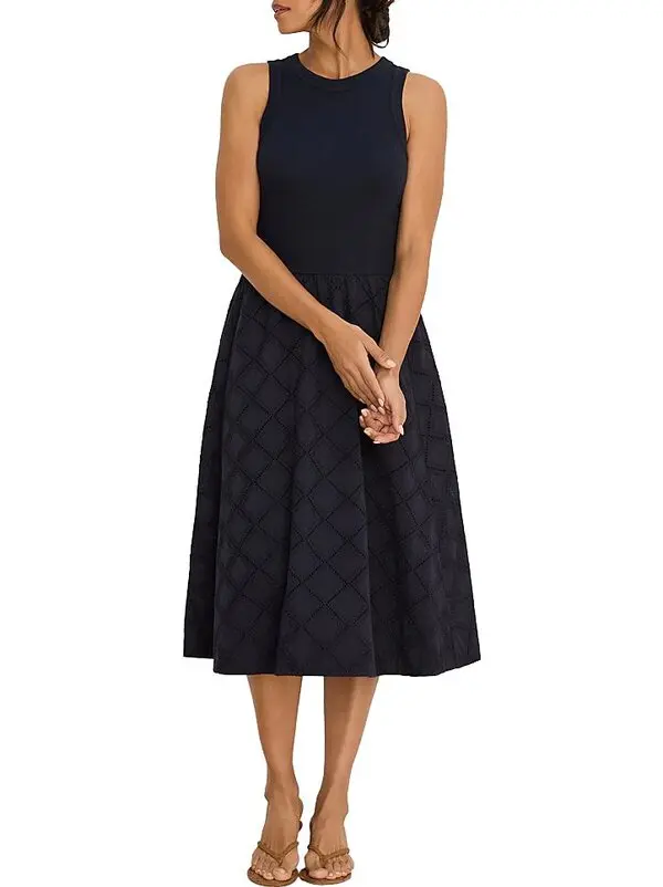 NIC+ZOE Diamond Eyelet Sophia Dress - Dark Indigo