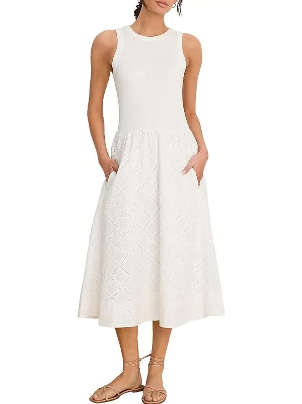 NIC+ZOE Diamond Eyelet Sophia Dress - Paper White