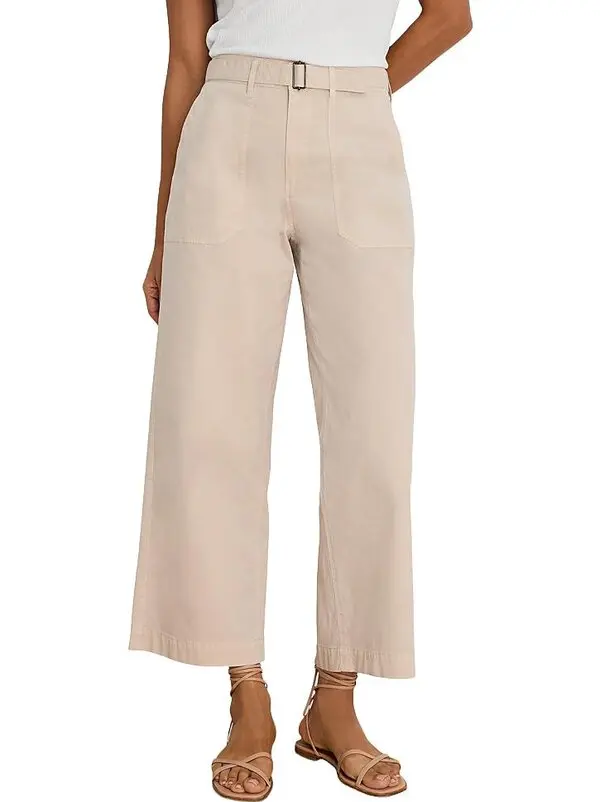 NIC+ZOE Belted Wide Leg Ankle Pants - Macadamia