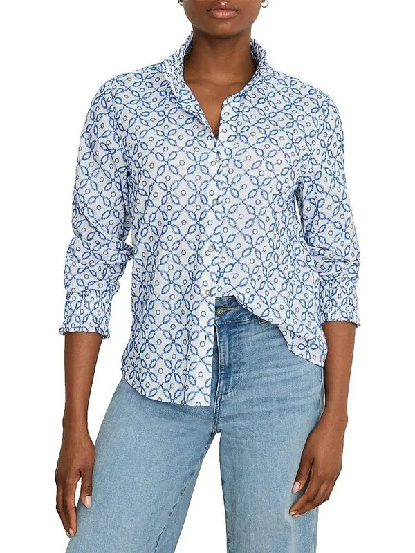 NIC+ZOE Embroidered Tile Shirt - Blue Multi