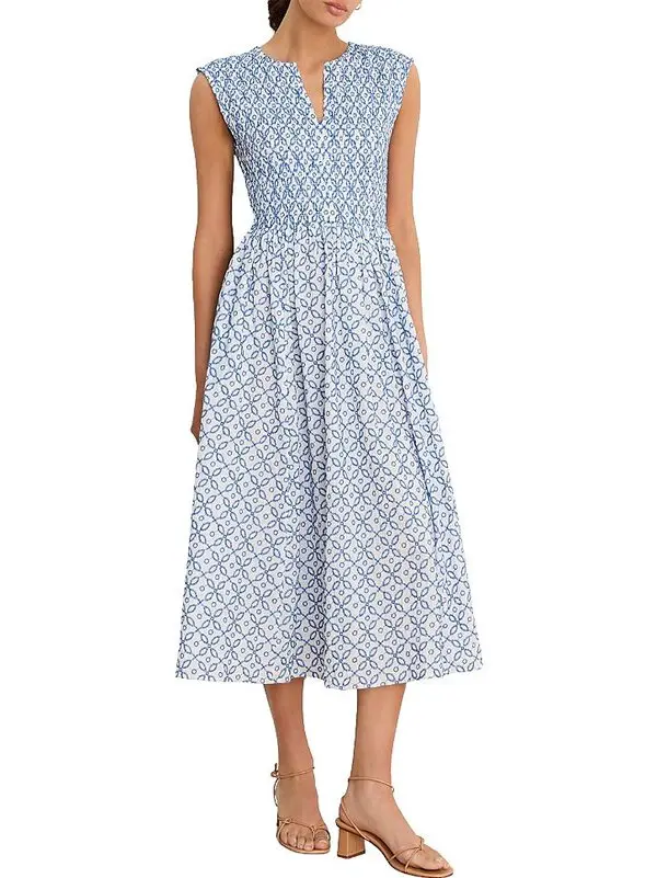NIC+ZOE Embroidered Tile Dress - Blue Multi