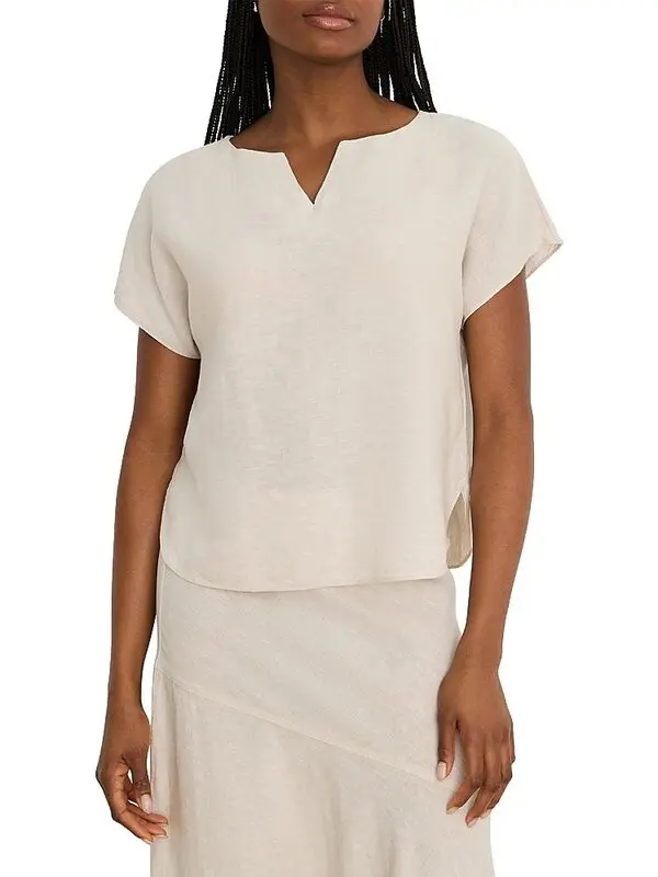 NIC+ZOE Rumba Split Neck Tee - Neutral Mi