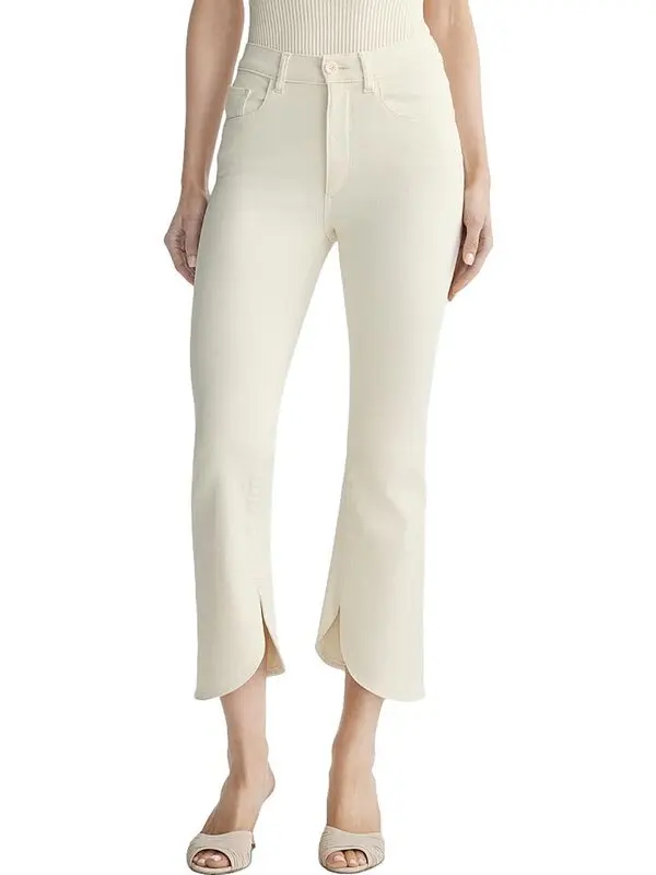 DL1961 Bridget Boot High Rise Instasculpt Crop Jeans - Crema Scalloped