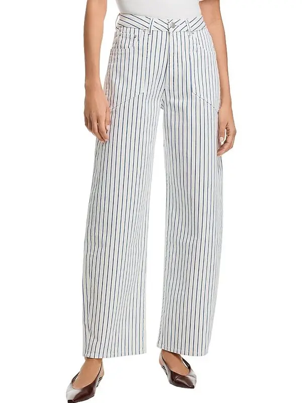 DL1961 Taylor Relaxed High Rise Barrel Jeans - Nautical Stripe