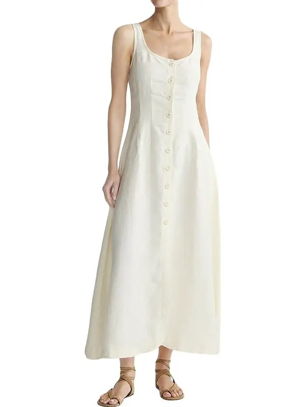 DL1961 Montauk Sleeveless Linen Dress - Crema Linen