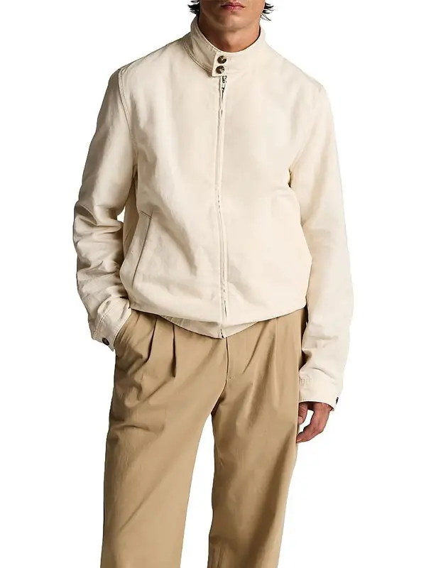Vince Band Collar Bomber Jacket - Blanco
