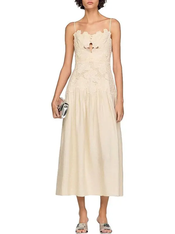 Sandro Guipure Lace Maxi Dress - Ecru