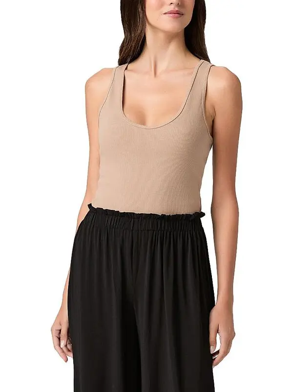 Paige Bali Ribbed Tank - Macadamia