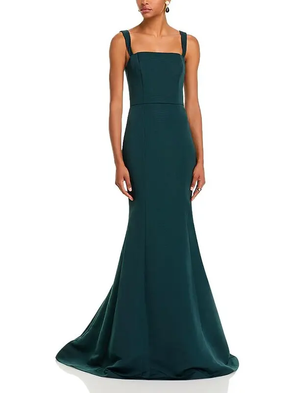 Amsale Ida Square Neck Gown - Hunter