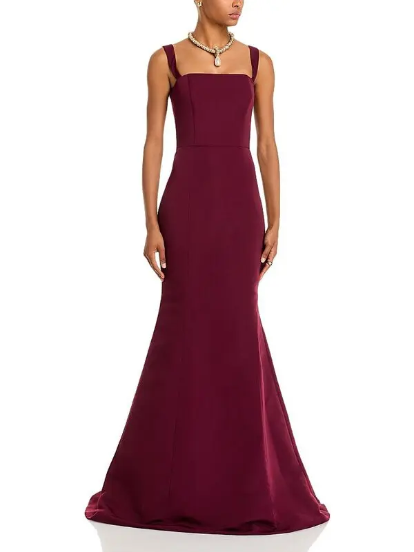 Amsale Ida Square Neck Gown - Ruby