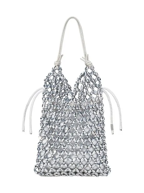 Staud Karla Crystal Beaded Bucket Bag - Silver