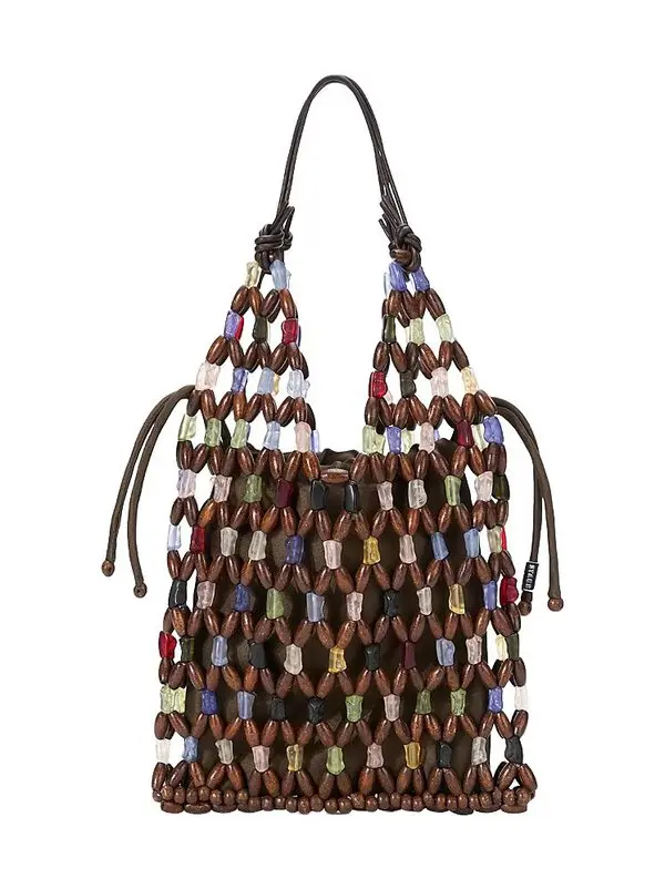 Staud Kelly Beaded Bucket Bag - Sea Glass
