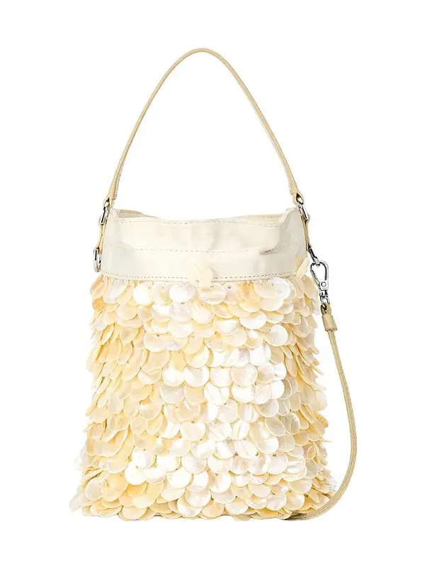 Staud Lila Mini Pearl Oyster Bucket Bag - Cream