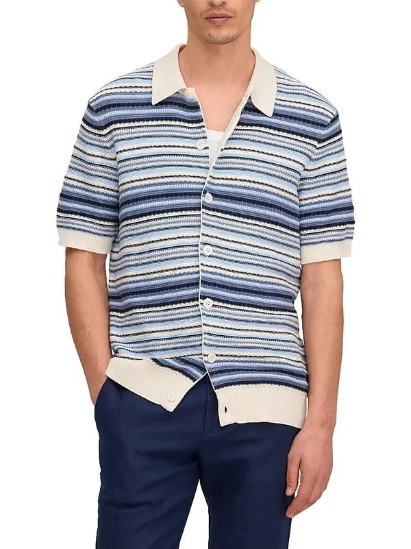 Nn07 Nolan Striped Polo Cardigan - Navy Multi