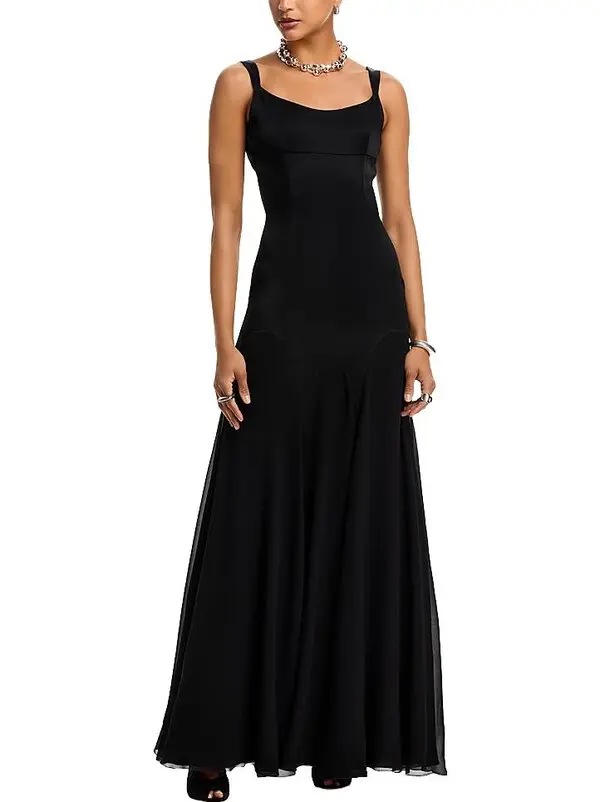 Alexander McQueen Satin Evening Gown - Black