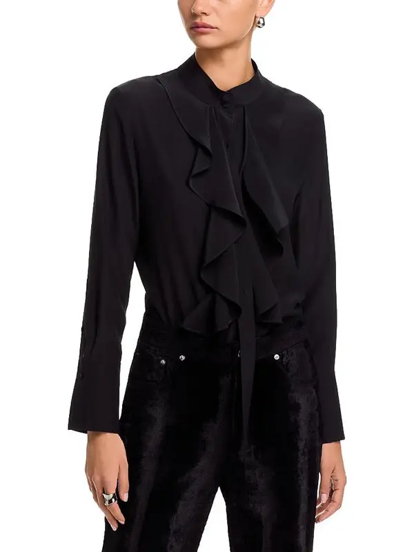 Alexander McQueen Silk Crepe De Chine Blouse - Black