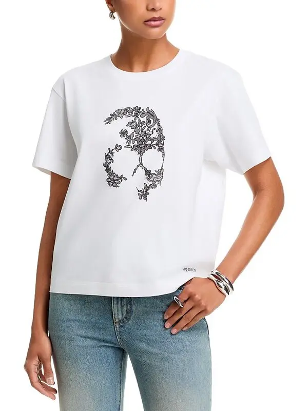 Alexander McQueen Lace Skull Graphic T-shirt - Black
