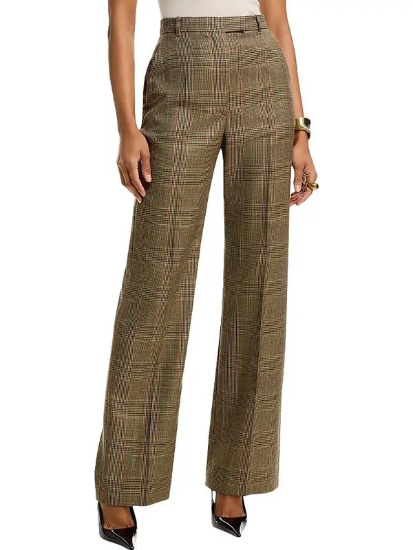 Alexander McQueen Plaid Wool Trousers - Brown
