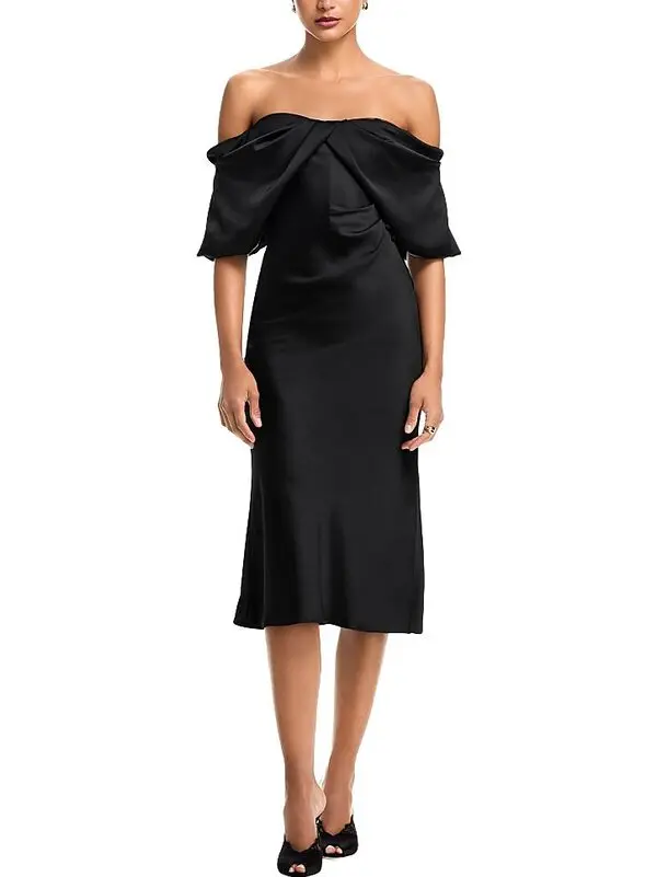 Alexander McQueen Off-the-shoulder Satin Dress - Black