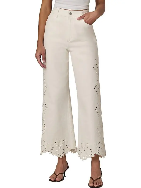 Joe's Jeans Mia Broderie Wide Leg Ankle Jeans - Ecru Floral