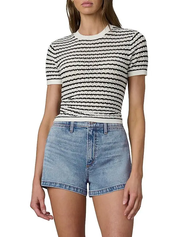 Joe's Jeans Crochet Baby Tee - Milk/black Stripe