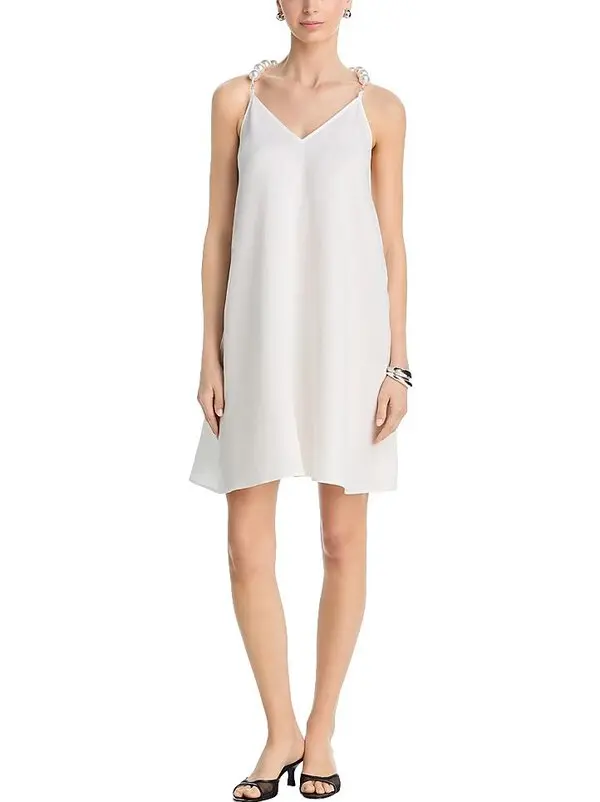 L'Agence Amora Dress With Pearl Straps - Ivory