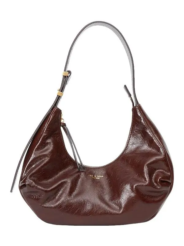Rag & Bone Hudson Patent Leather Hobo Bag - Brown