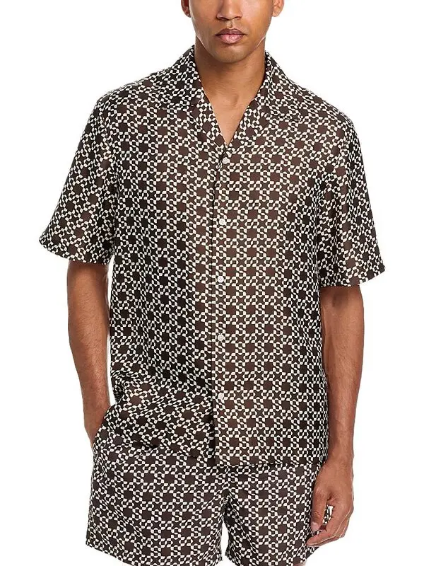 Simkhai Casper Loose Fit Medallion Shirt - Chocolate