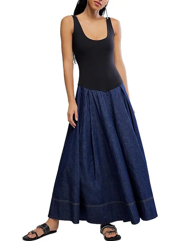 Free People Elio Scoop Neck Maxi Dress - Dark Combo
