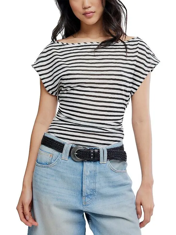 Free People Ellie Striped Top - Black Combo