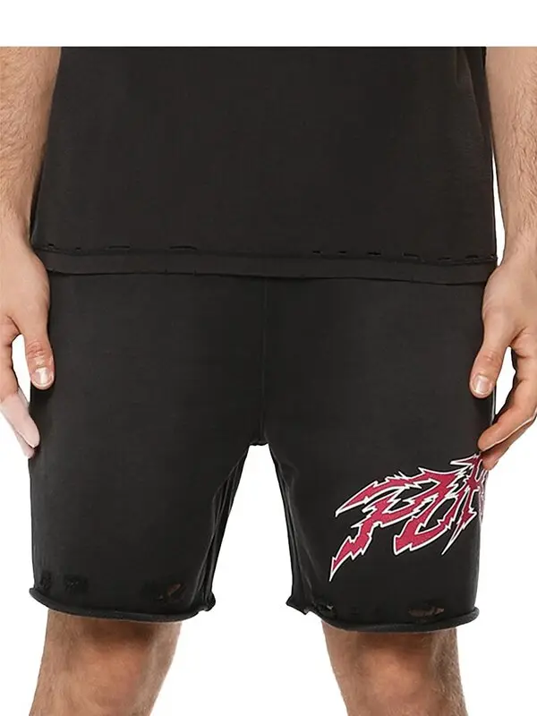 PURPLE BRAND Midweight Fleece Pull On Shorts - Black