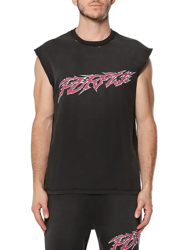 PURPLE BRAND Textured Sleeveless Tee - Black