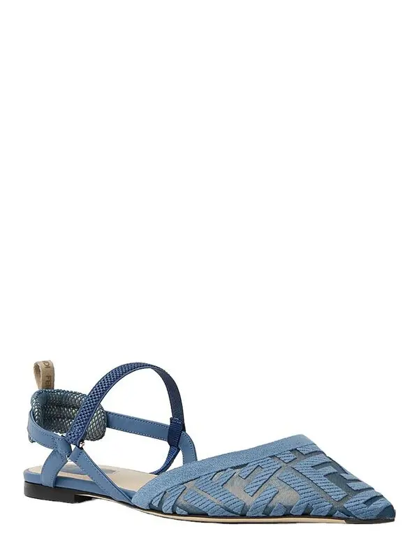Fendi Elba Pointed Flats - Blue