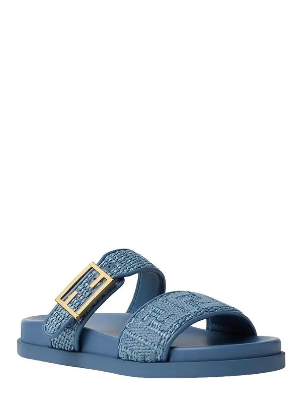 Fendi Buckle Slides - Denim