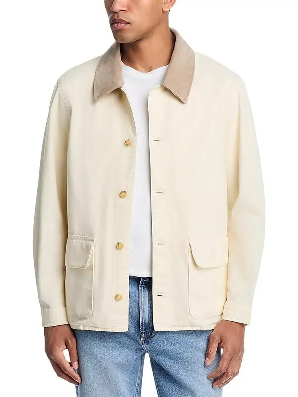 FRAME Canvas Jacket With Suede Collar - Off White