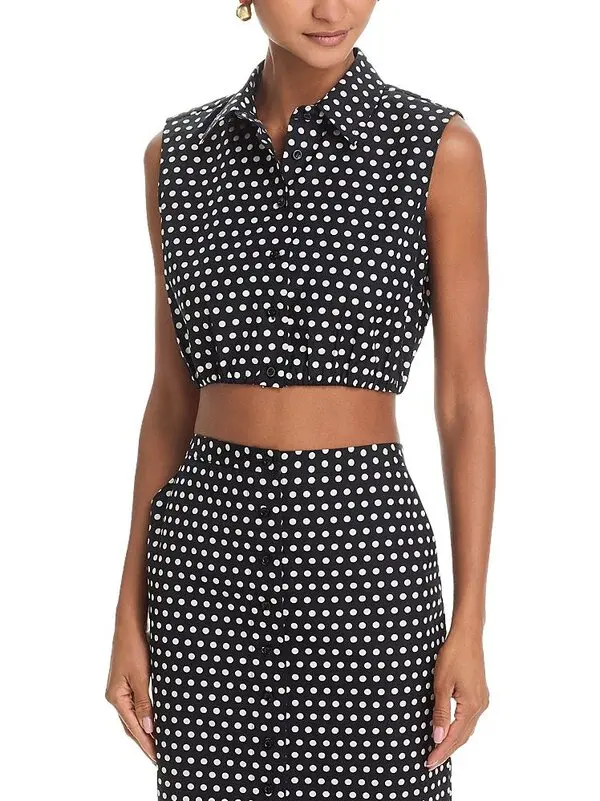 FRAME Sleeveless Polka Dot Shirt - Black Multi