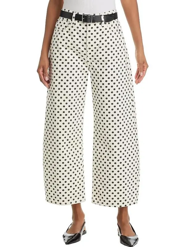 FRAME The Bow High Rise Crop Jeans - White Polka Dot