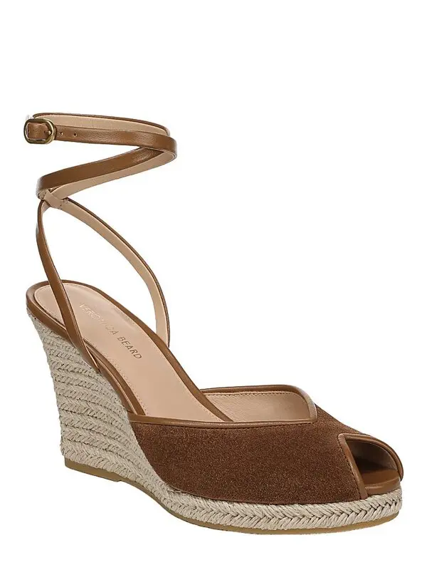 Veronica Beard Pasina Espadrille Wedge Sandals With Ankle Strap - Chestnut