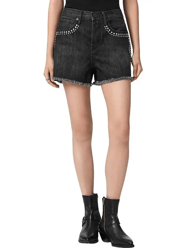ALLSAINTS Heidi Stud Trim Shorts - Shadow Black
